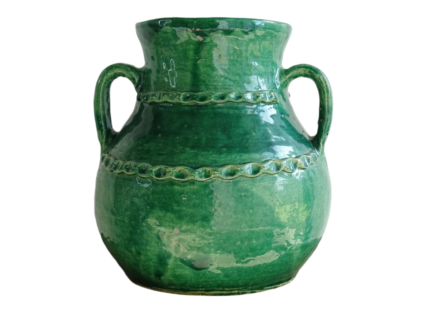 Large Vintage Beauronne Pottery Vase with Green Glaze 10.4" – La Maison ...